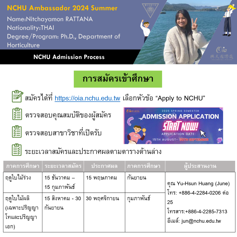Thailand Students at NCHU – NCHU – Overseas student admission